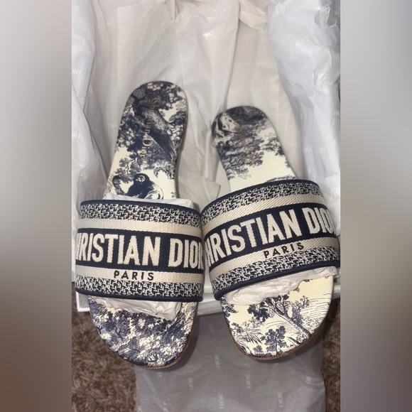 Dior | Shoes | Dior Blue Sandals With Christian Dior Branding | Poshmark